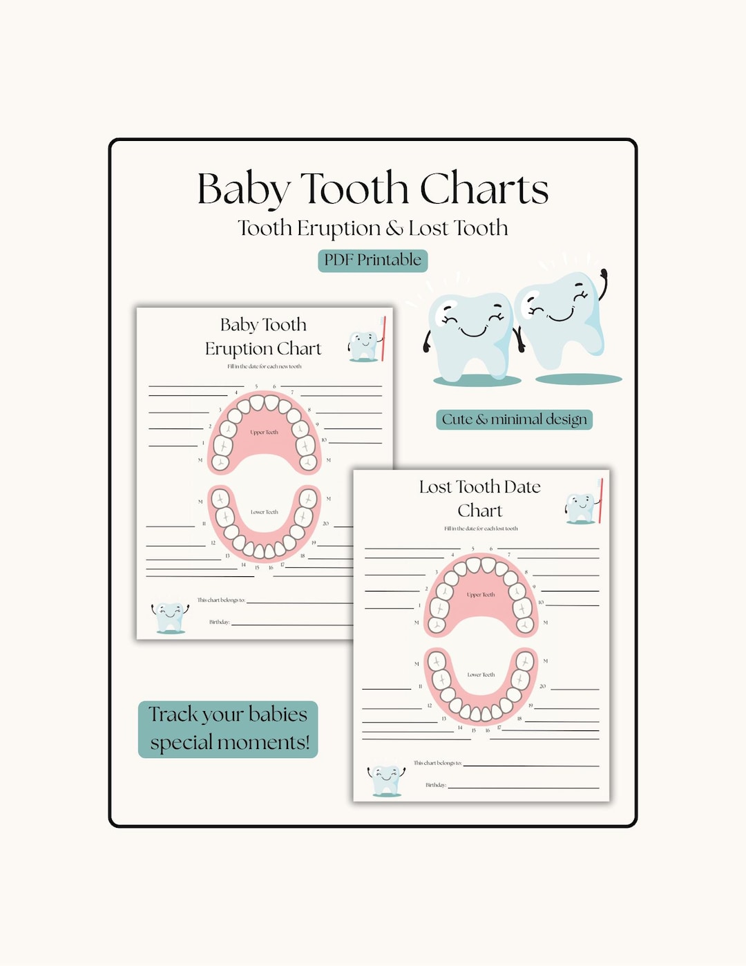 Baby Tooth Tracker Chart Digital Printable - Etsy