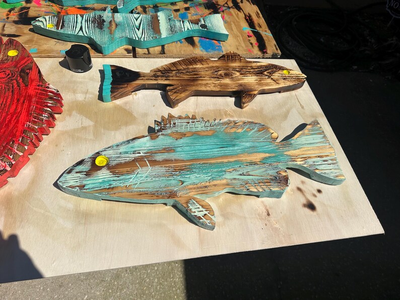 Distressed Wood Grouper Fish Wall Art Sign Coastal Decor Beach House - Etsy