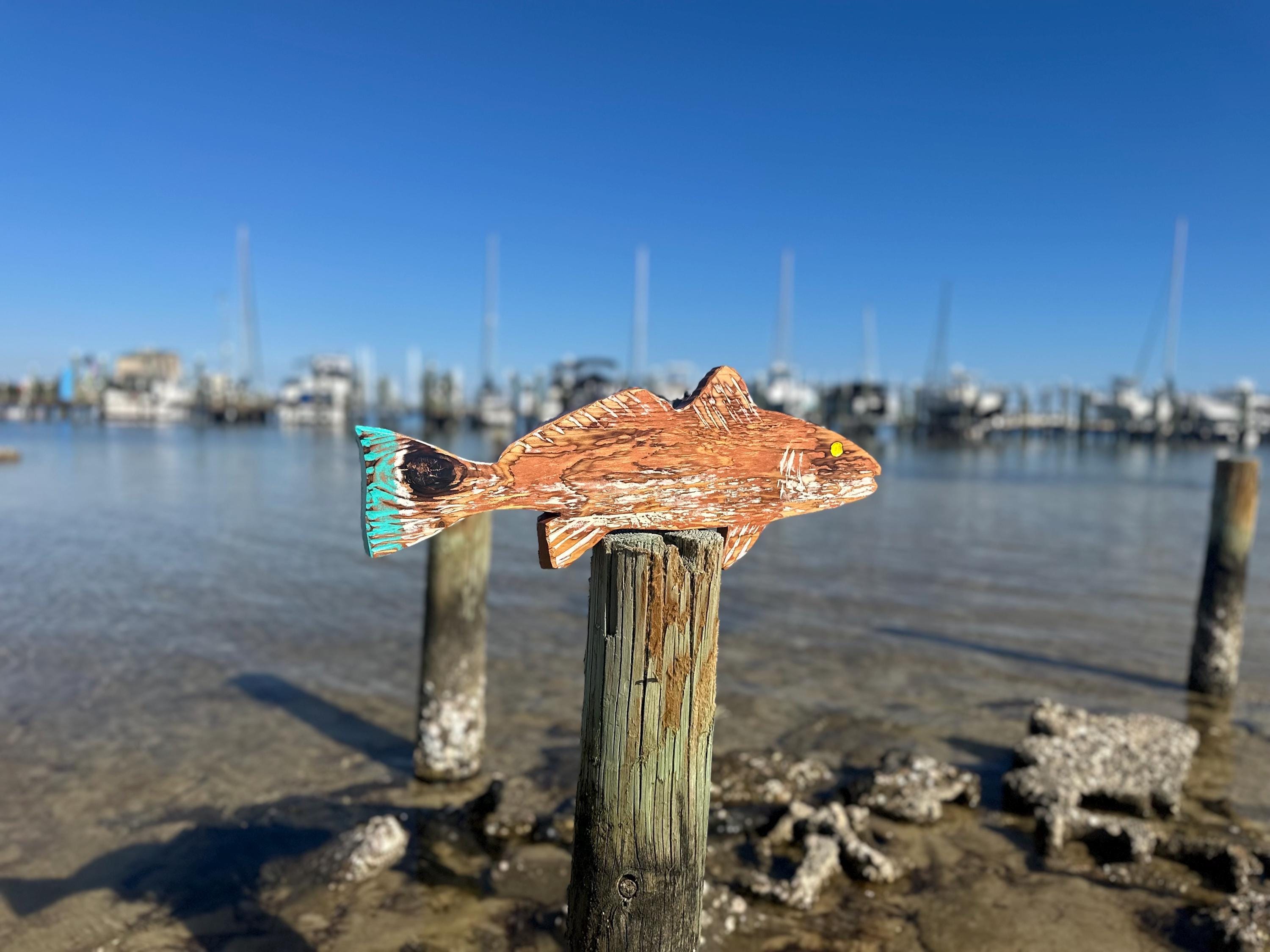 Distressed Wood Red Fish Wall Art Sign Coastal Decor Beach House - Etsy