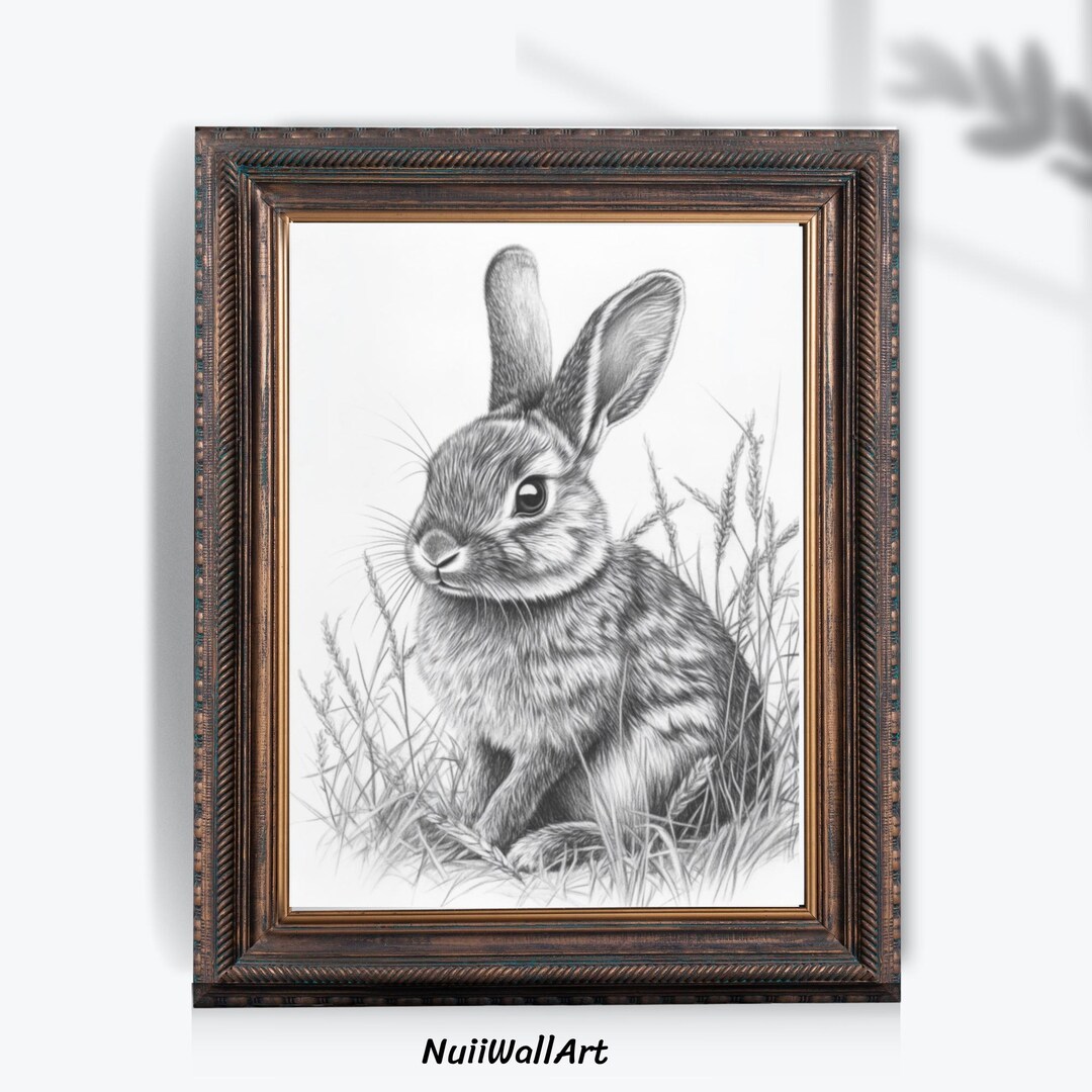 Vintage Easter Bunny Print, Antique Rabbit Sketch, Rustic Farmhouse ...