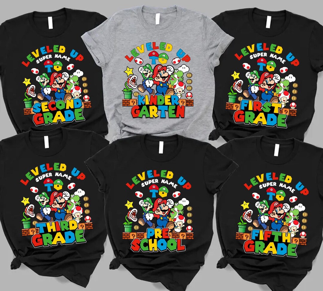 Personalized Super Mario Leveled up Back to School Shirt - Etsy