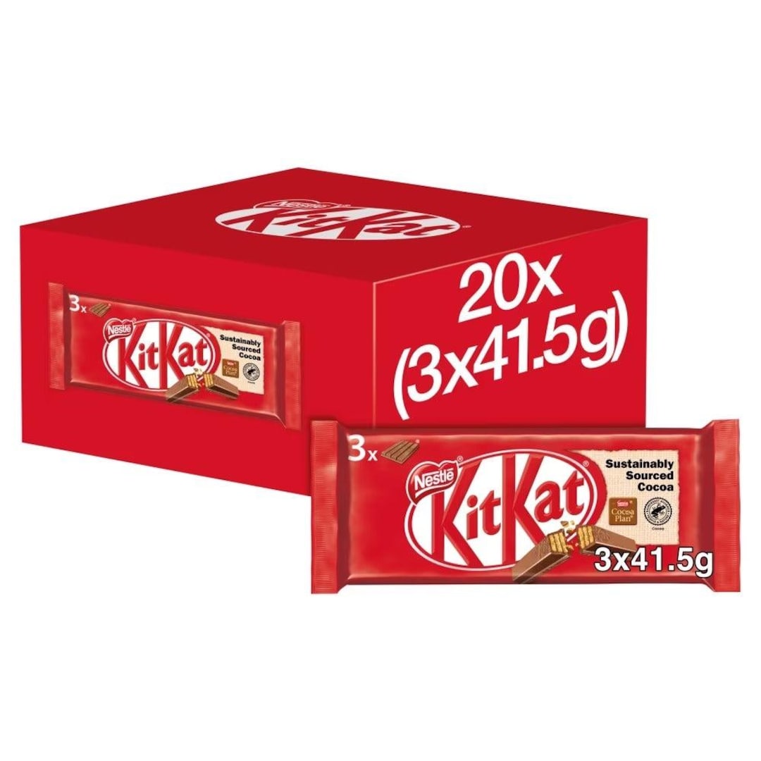 Kit Kat 4 Finger Milk Chocolate Bar Multipack 41.5g 3 Pack 20 X (3 X 41 ...