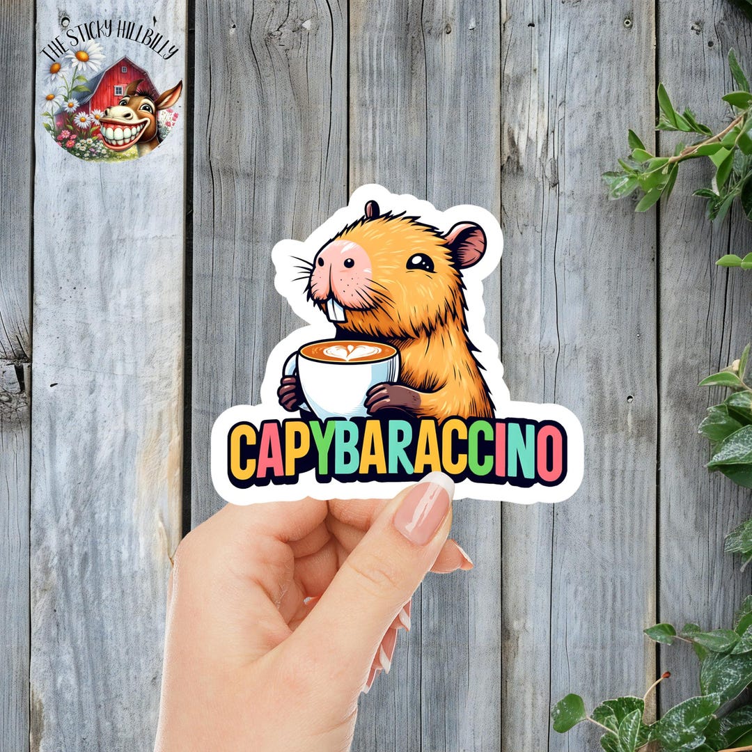 Capybara-ccino Coffee Vibe Sticker | Laminated Vinyl Decal | Gift ...