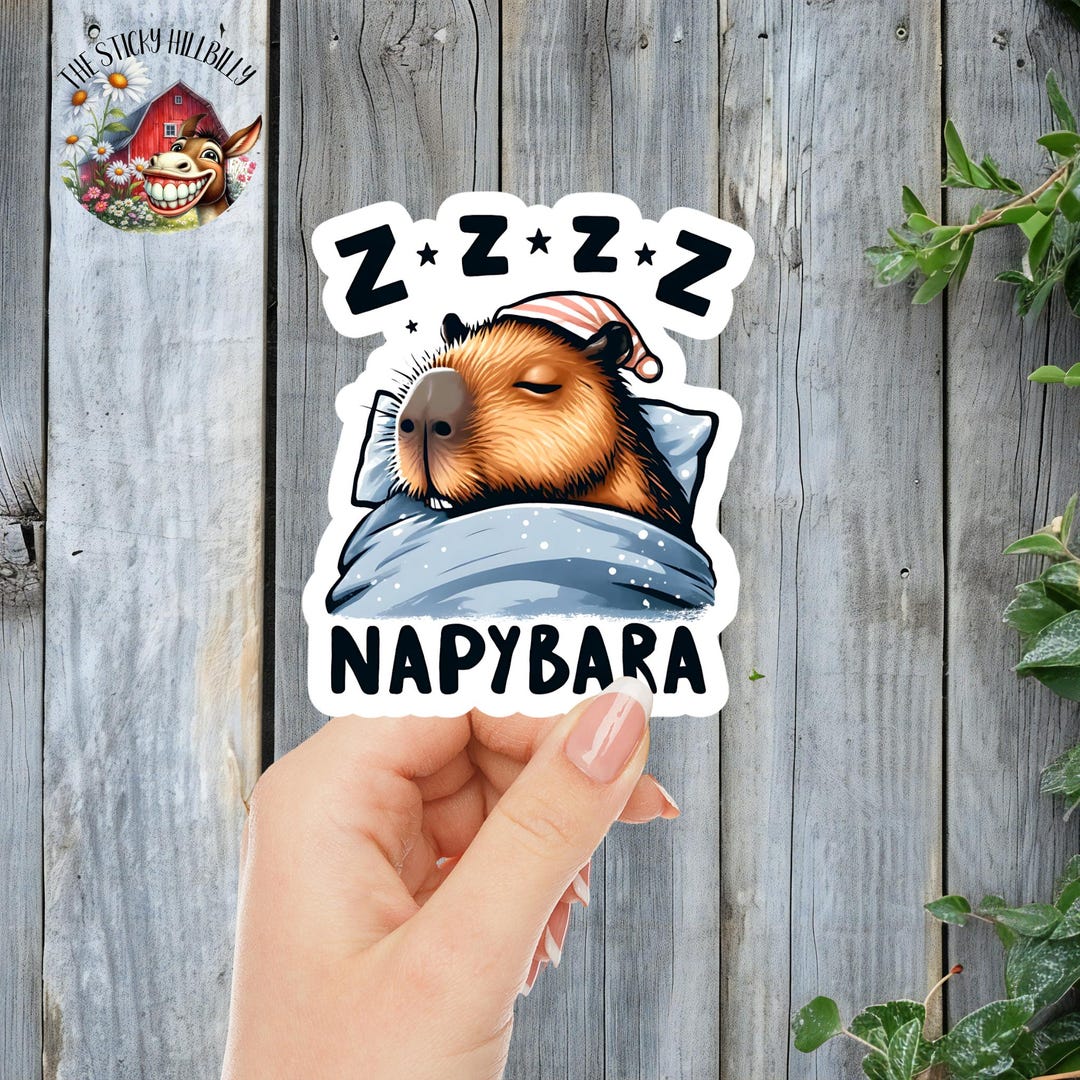 Napy-bara Sleepy Vibe Sticker | Laminated Vinyl Decal | Gift Stickers ...