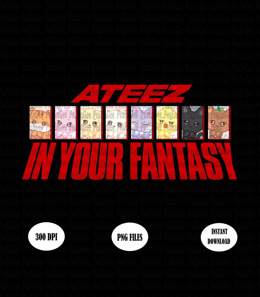 Ateez Aniteez Kpop PNG: Tshirt Design, Fan Art (digital Download) - Etsy