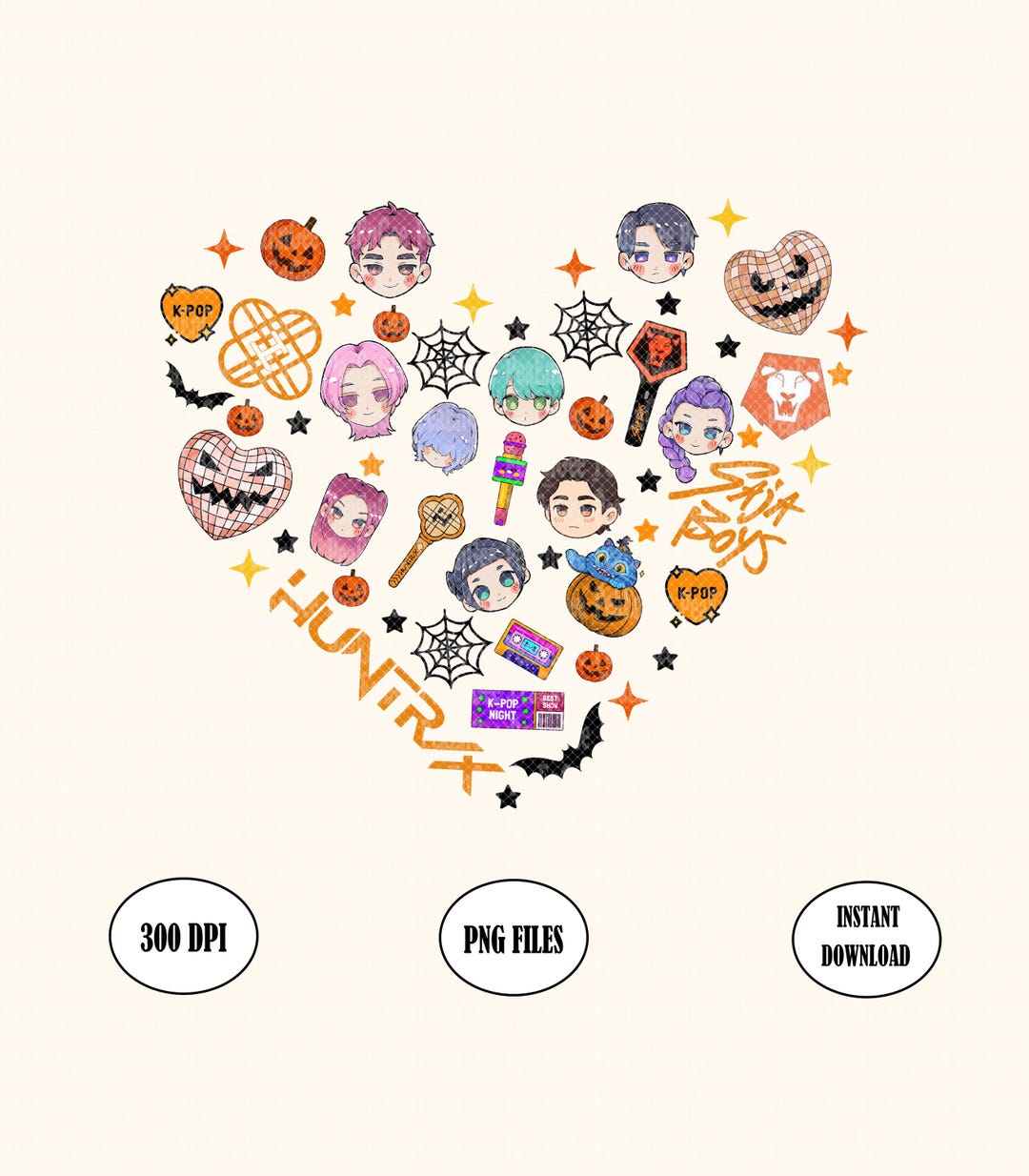 Halloween Kpop Demon Hunter Heart PNG, Huntrix Fan Art (digital ...