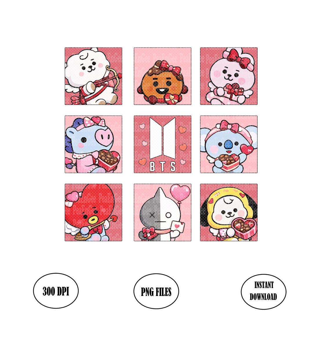 Pink Valentine Bt21 PNG, Kpop Bts Png, Bangtan Fan, Army Gifts Design ...