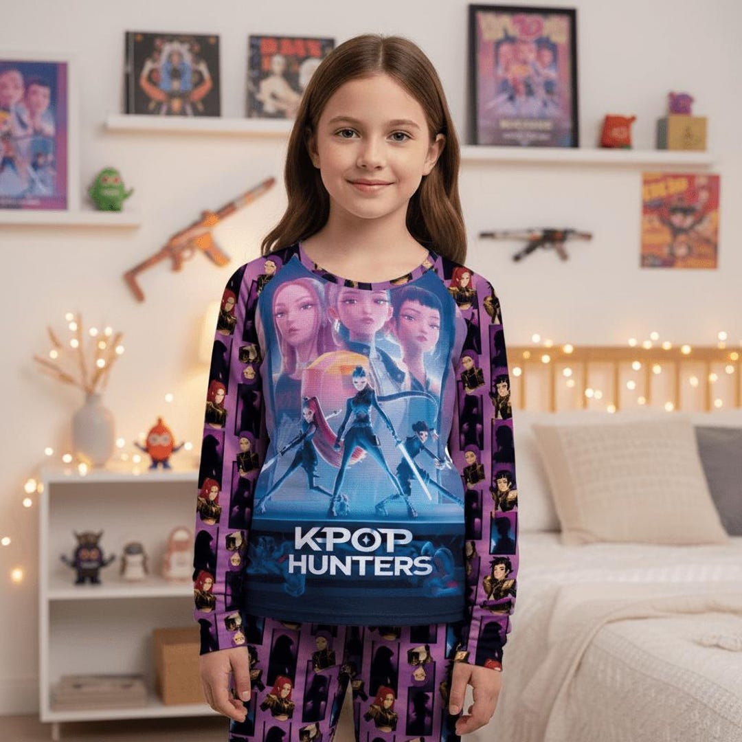 Huntrix Inspired Youth Pajamas Set, Kpop Hunters Pajamas, Kpop Kids Pjs ...