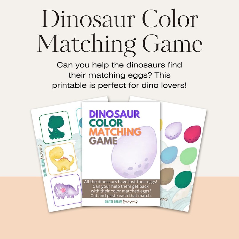 Dinosaur Color Matching Game - Etsy