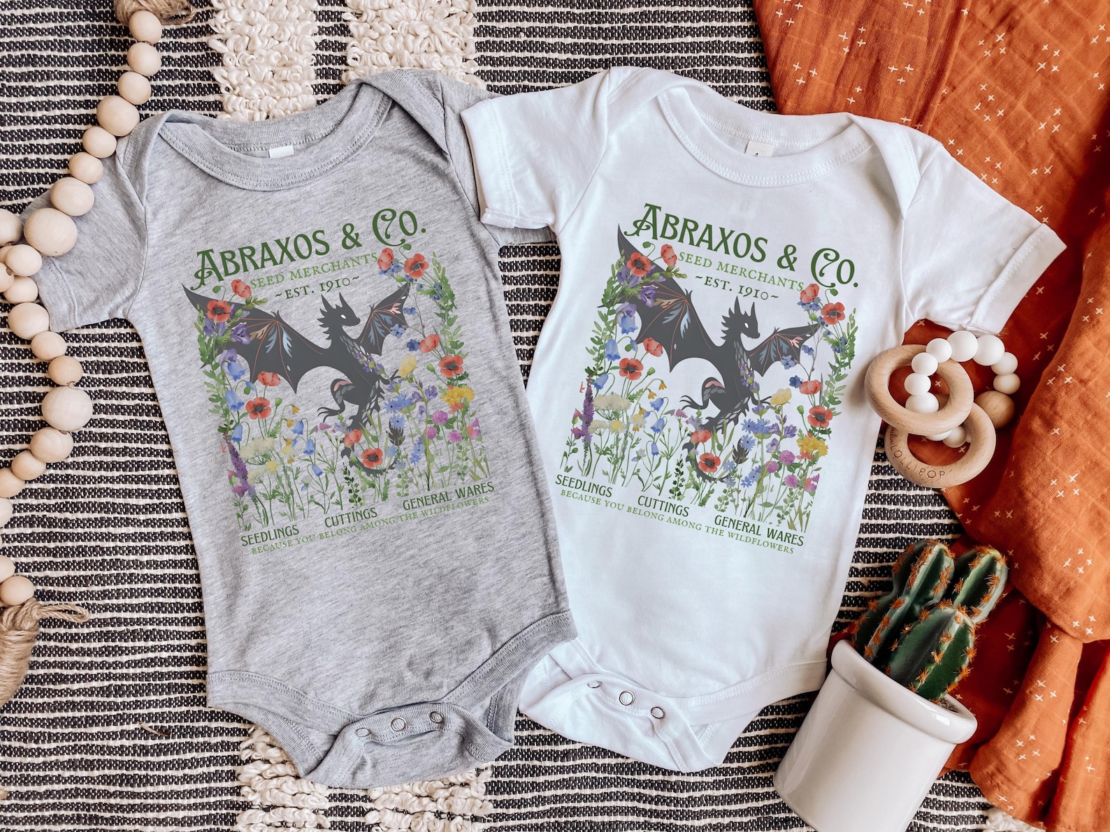 Abraxos Throne of Glass Baby Bodysuit: Floral Wyvern - Etsy