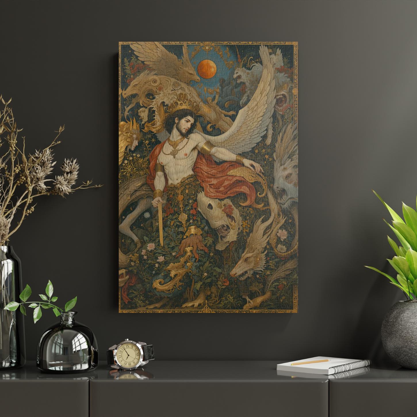 Mythological Fantasy Art Puzzle | Celestial Guardian of the Red Moon ...