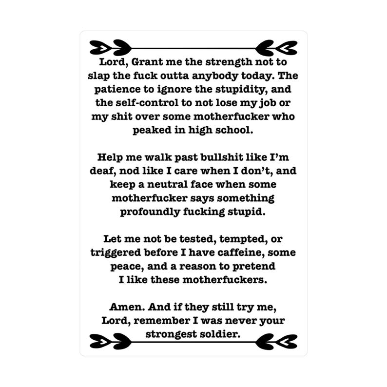 Funny Prayer Decal Sarcastic Quote Sticker Profanity Humor Vinyl Gift ...