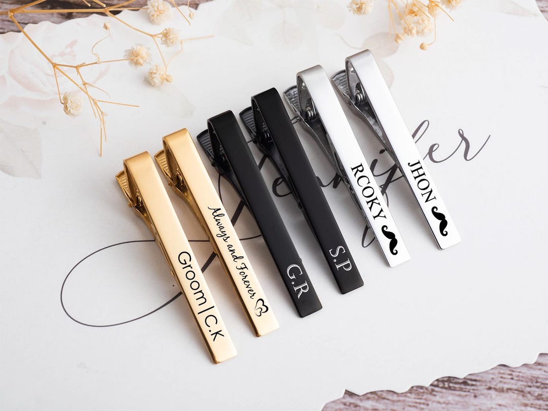 Personalized Engraved Tie Clip for Men, Custom Groom, Groomsmen, Best ...