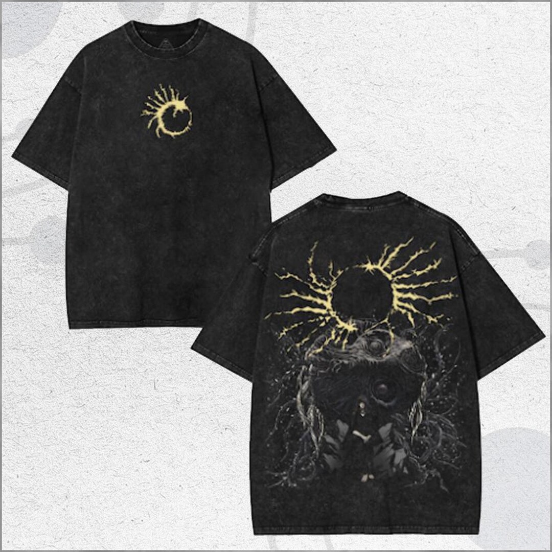 Vintage Washed Eclipse Sigil T-shirt, Dark Cosmic Rune Art Tee, Grim ...