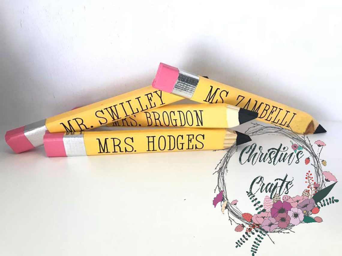Personalized Wood Pencil Name Plate or Hall Pass for Teacher - Etsy