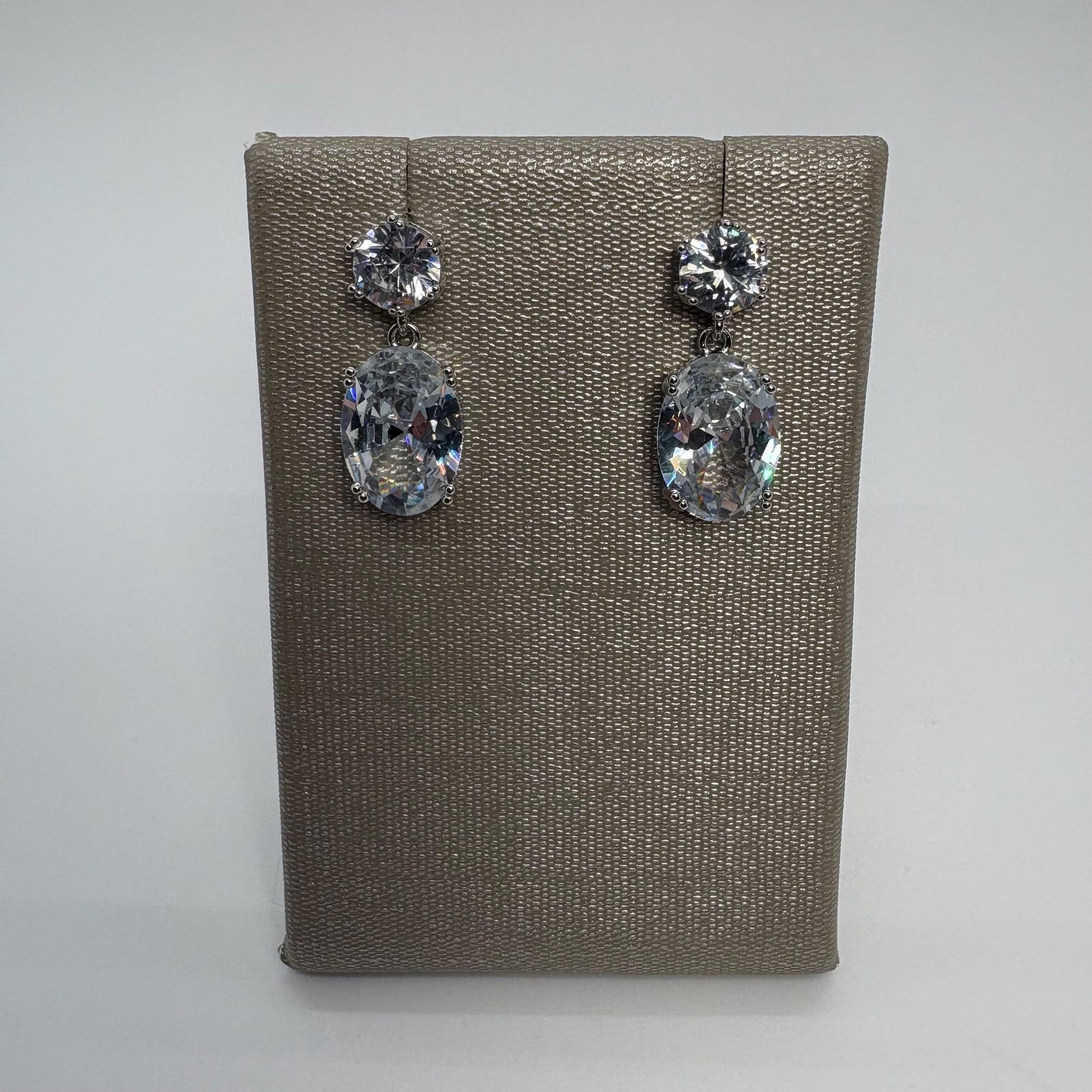 Cubic Zirconia Oval Drop Earrings, Clear Zircon Oval Dangle Earrings ...