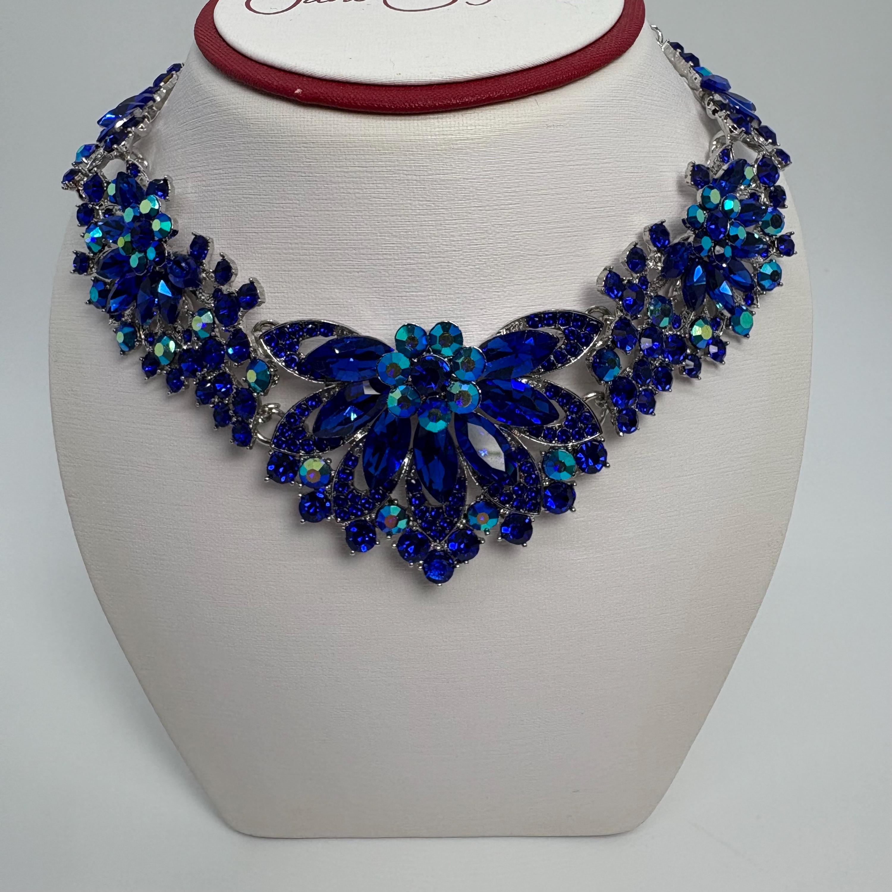 Blue Crystal Necklace Set