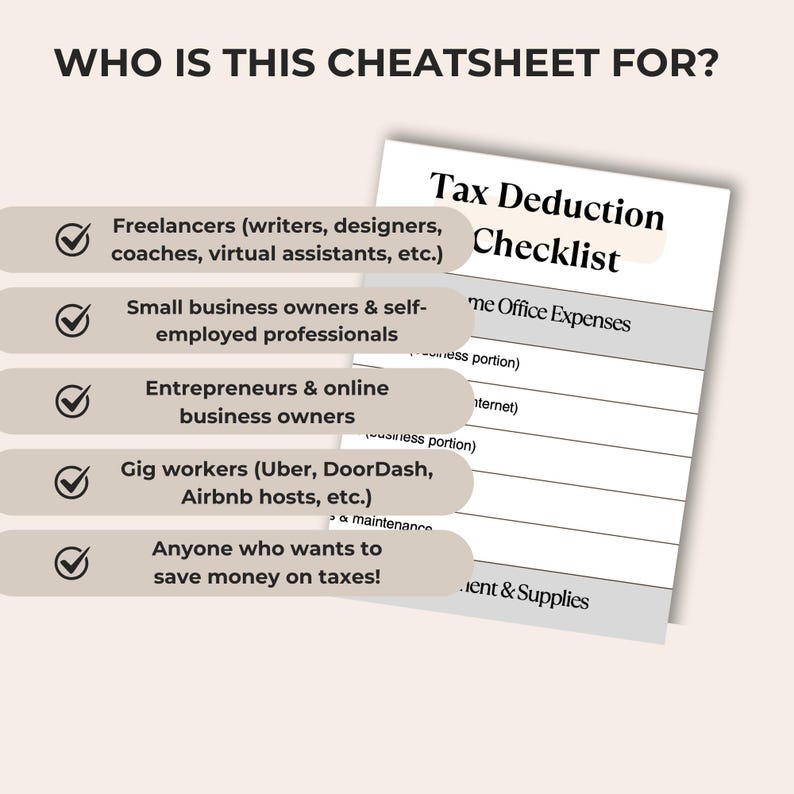 Freelance Tax Deduction Cheat Sheet Self-employed Tax Guide Small ...