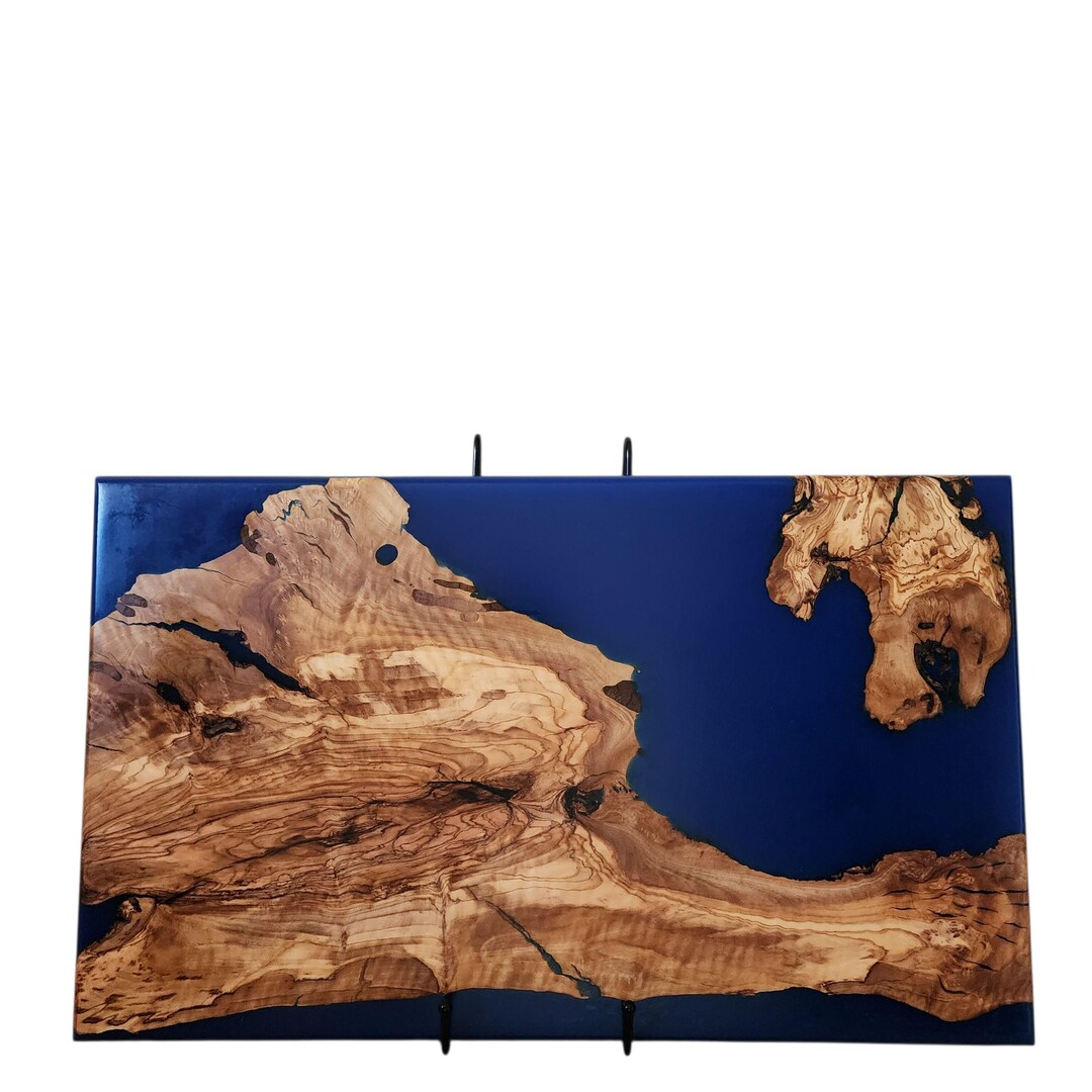 Navy Blue Olive Wood Epoxy Charcuterie Board - Etsy