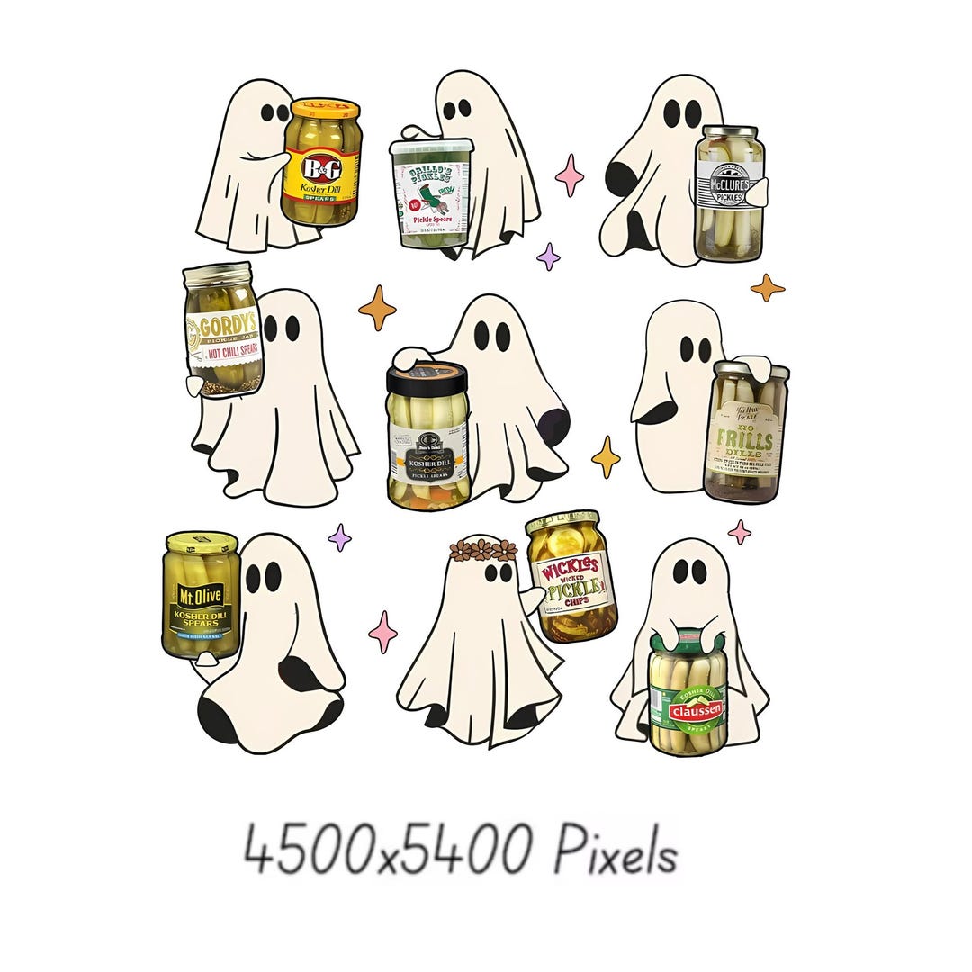 Ghost Canned Pickle Png, Cute Halloween Pickle Png, Pickle Jar Png ...