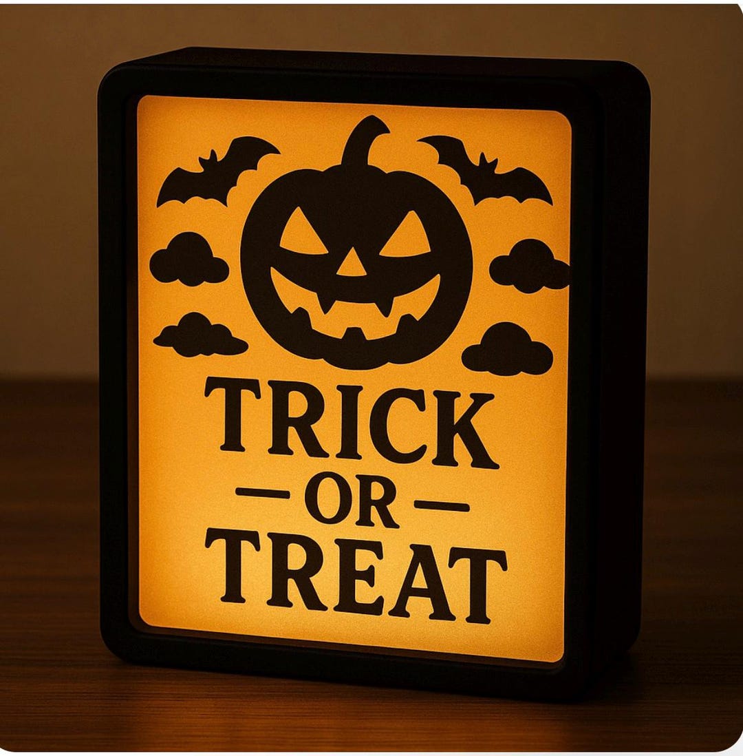 Halloween Lightbox Lamp – Spooky Night Décor With LED Glow – Pumpkin ...