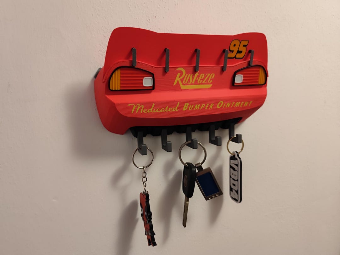 Cartoon Race Car Inspired Key Holder – Red Wall Mount Organizer With ...