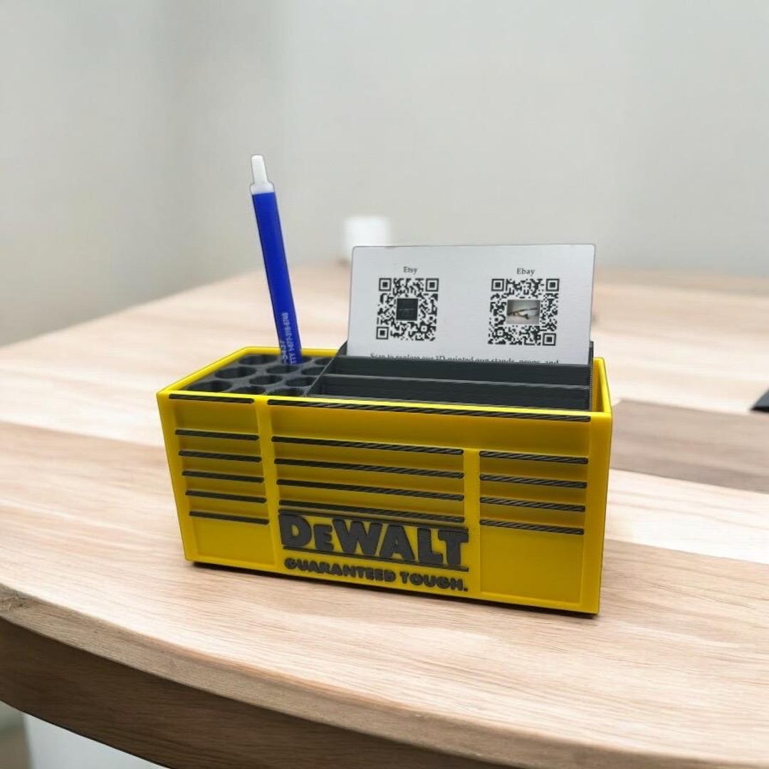 Toolbox Business Card and Pen Holder – Mini Tool Chest Desk Organizer ...