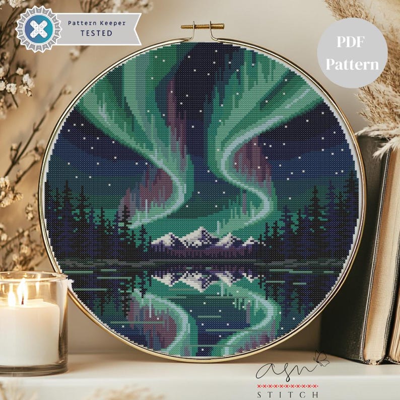 Northern Lights Cross Stitch Pattern, Northern Light Cross Stitch ...