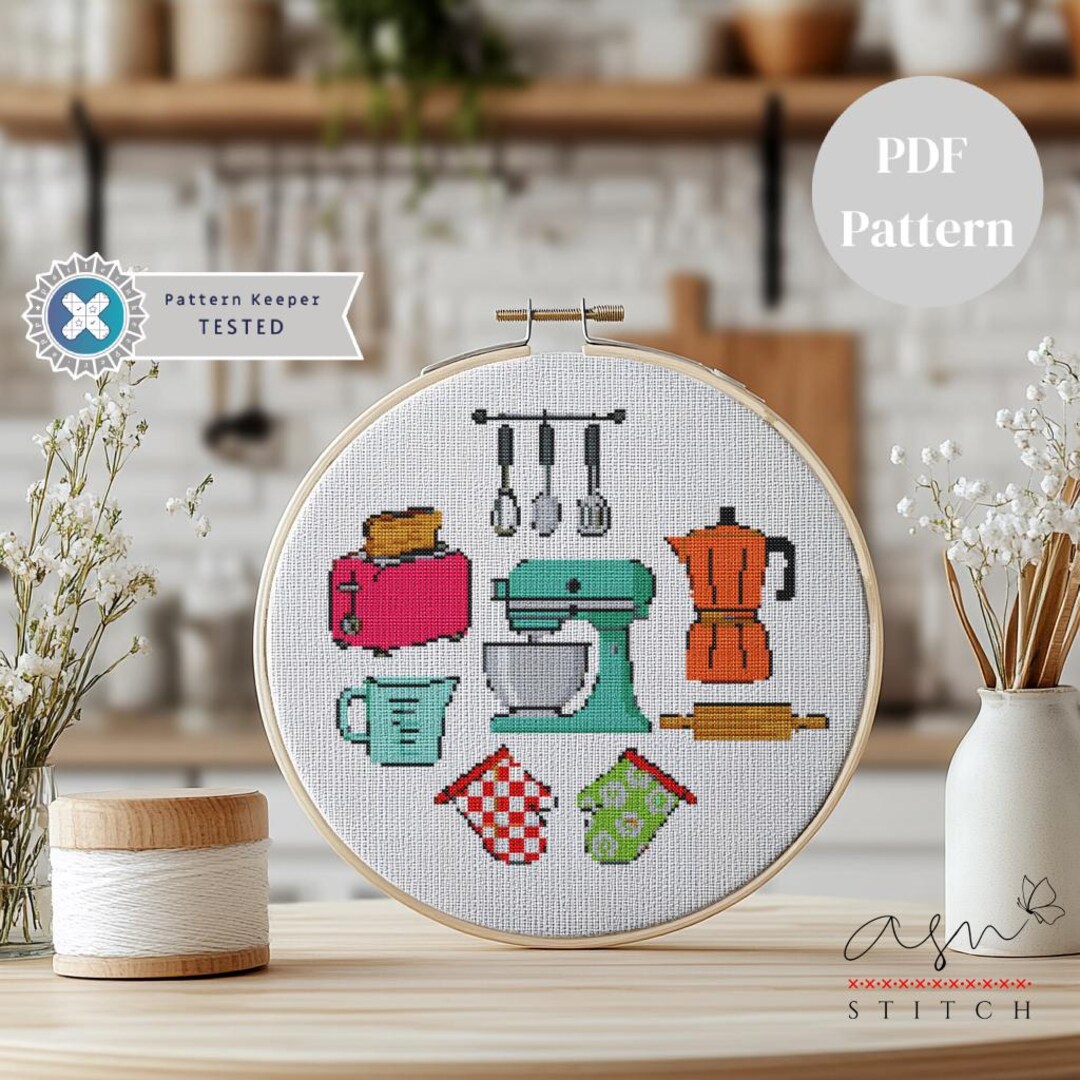 Retro Kitchen Cross Stitch Pattern PDF, Modern Counted Design for Home ...