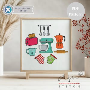 Retro Kitchen Cross Stitch Pattern PDF, Modern Counted Design for Home ...