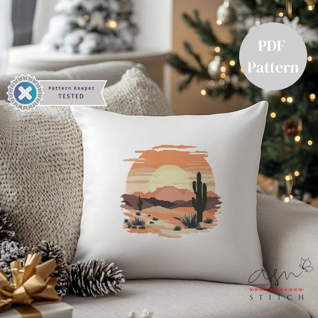 Sunset in the Desert Cross Stitch Pattern, Sunset Cross Stitch Chart ...