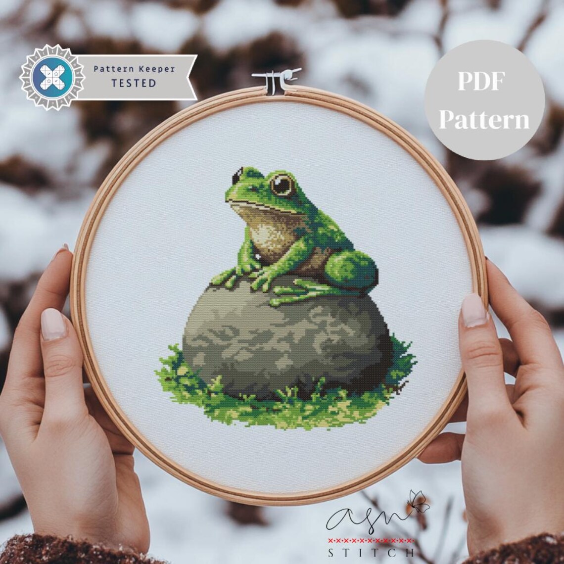 Frog Cross Stitch Pattern, Green Frog Cross Stitch Pattern, Cross ...