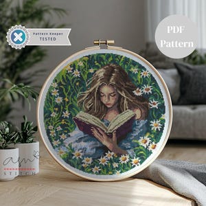 Girl Reading Book Cross Stitch Pattern, Easy DIY Cross Stitch (PDF ...