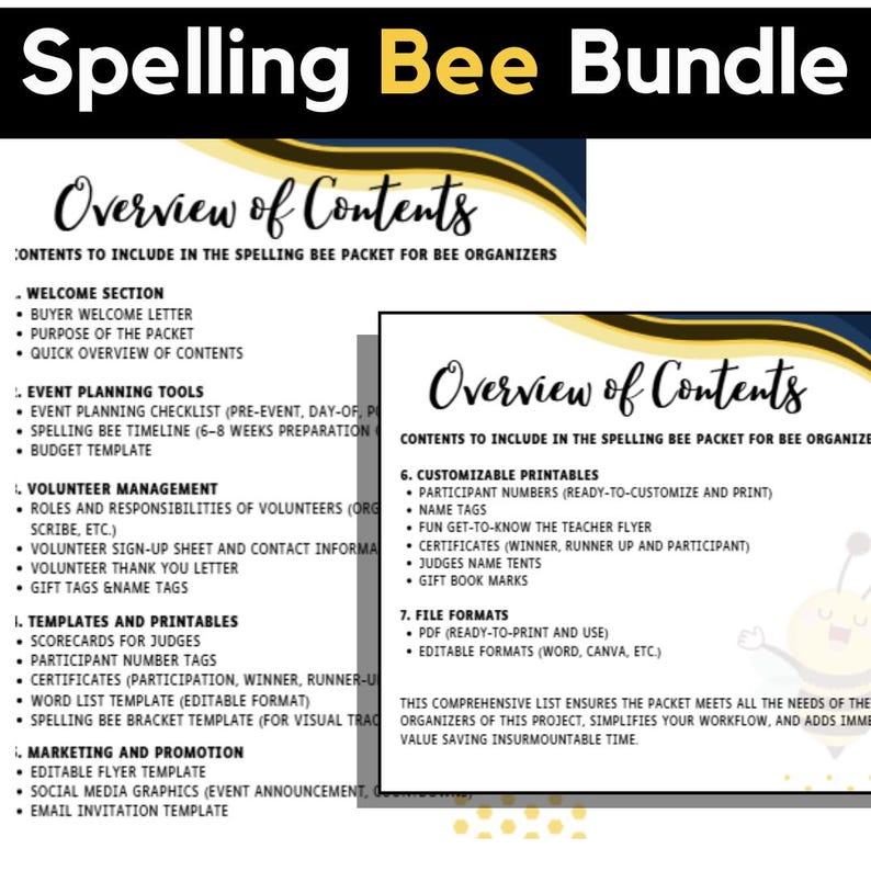 The Spelling Bee Planner's Bundle: Certificates, Word List, Score Cards ...