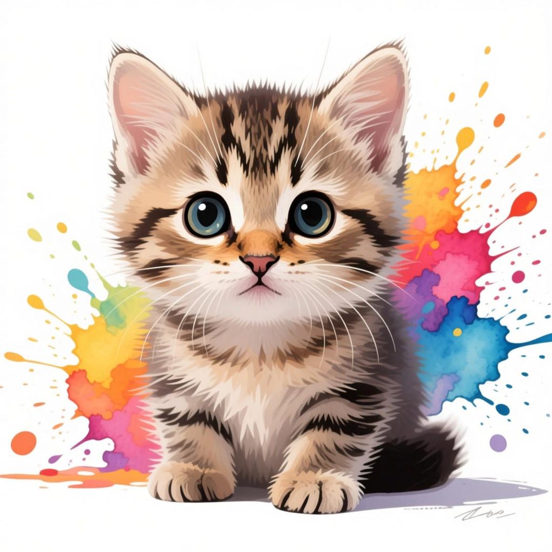 Watercolor Kitten Clipart | Cute Cat PNG | Digital Download Cat ...