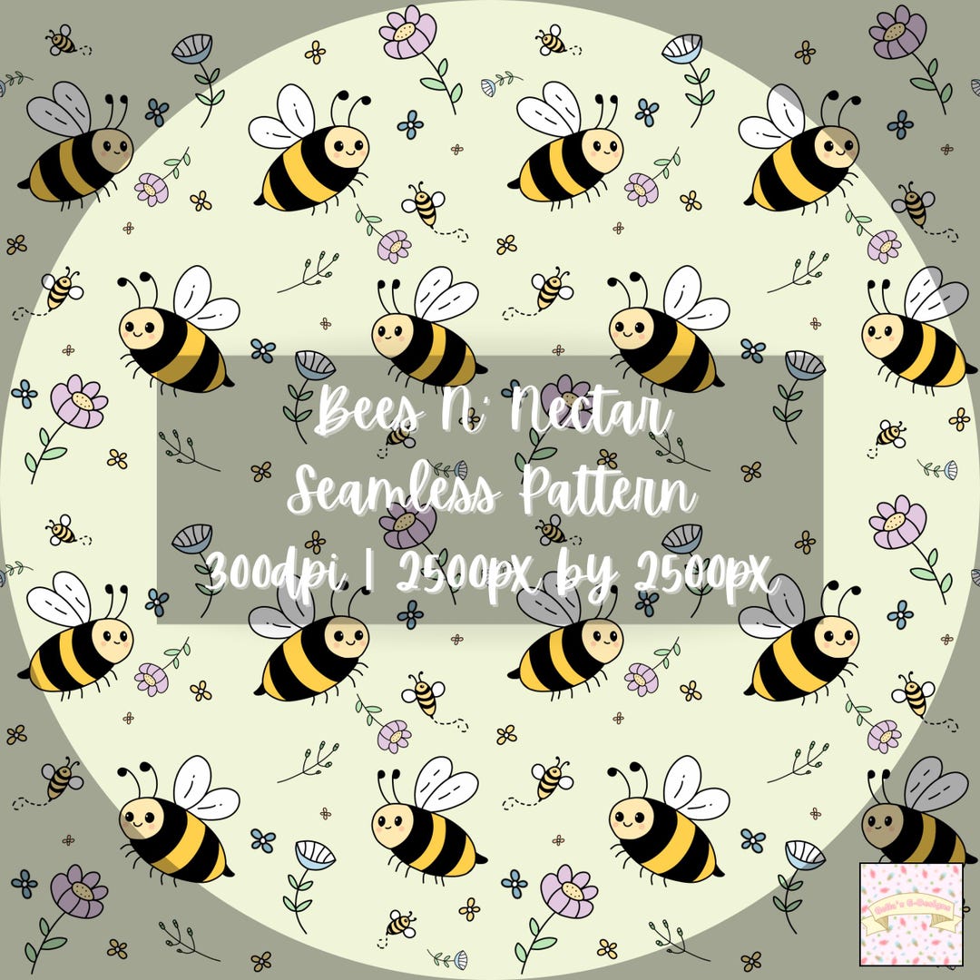 Bees N' Nectar | Seamless Pattern - Etsy