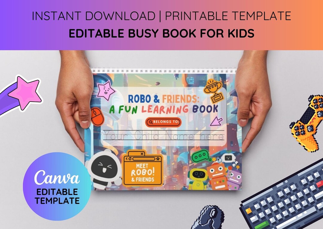 Digital Busy Book Template: Robot & Friends_ A Fun Learning Book (ages ...