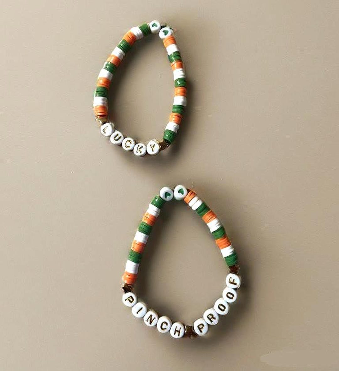 St. Patrick's Day Themed Clay Beaded Bracelet Set - Etsy