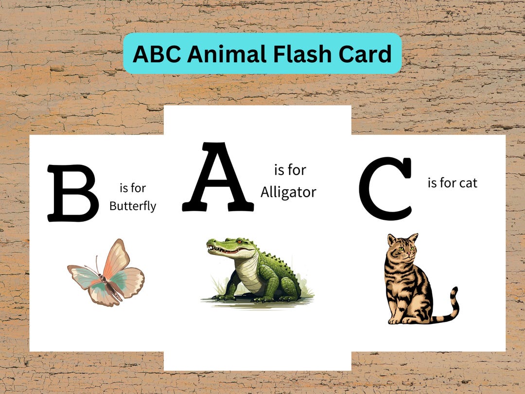 ABC Animals, Printable Flash Card, Cute Animal Card, Educational Kids ...