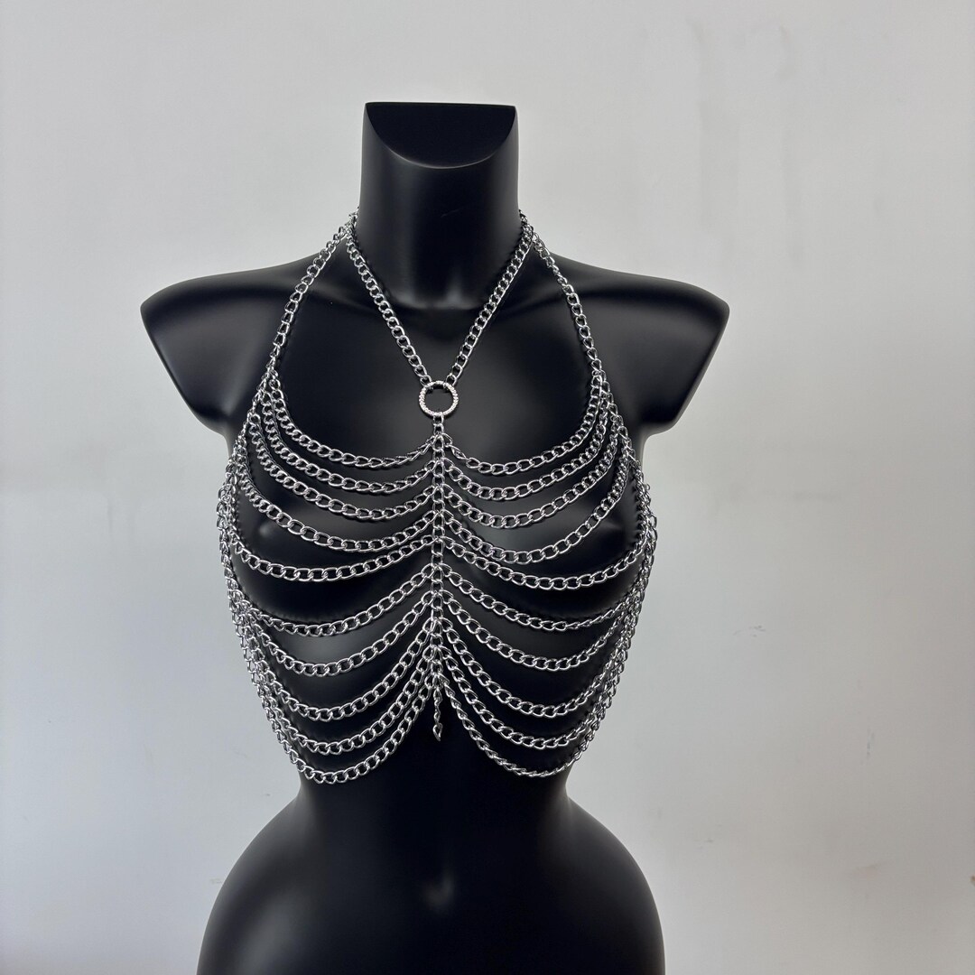 Body Chain, Chain Bra, Adjustable Body Jewellery, Layered Chest ...