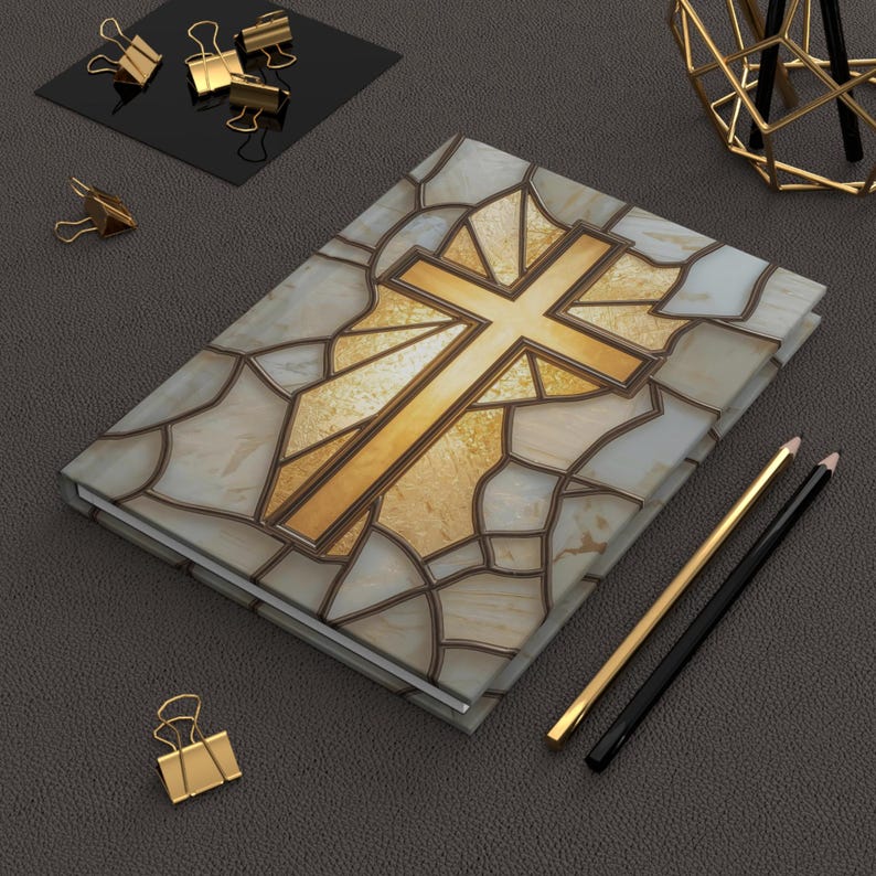 Christian Cross Journal – Stained Glass Journal, Religious Gift for ...