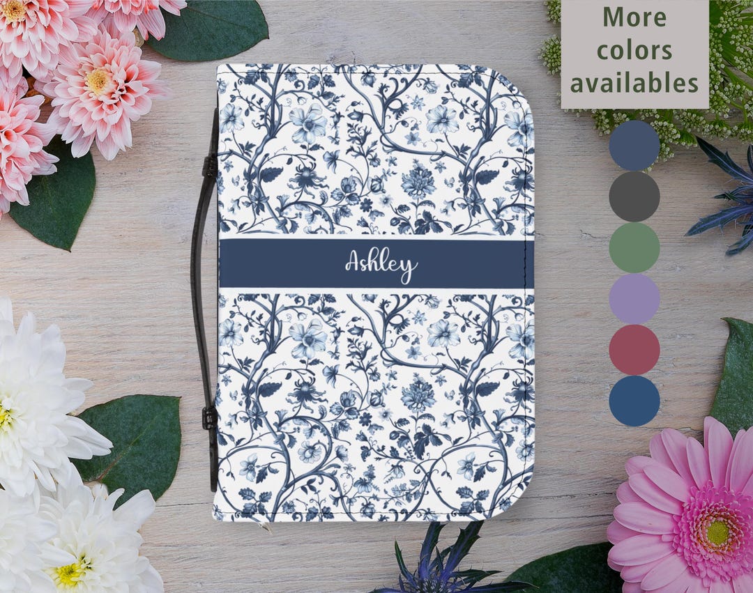 Personalized Floral Bible Cover: Custom Name PU Leather Case Elegant ...