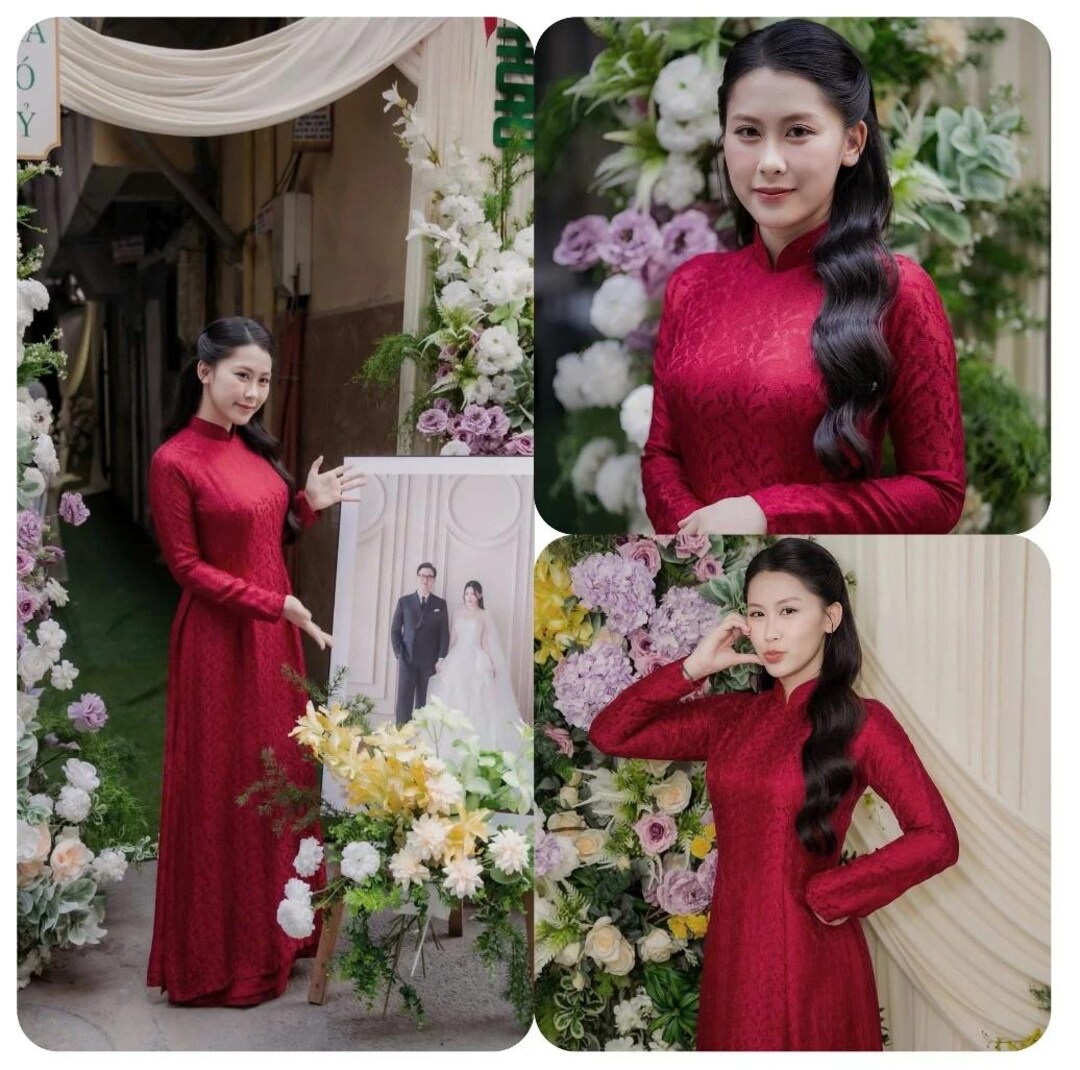 Pre-made Ao Dai Viet Nam, Vietnamese Brocade Silk Ao Dai Dress in Red ...