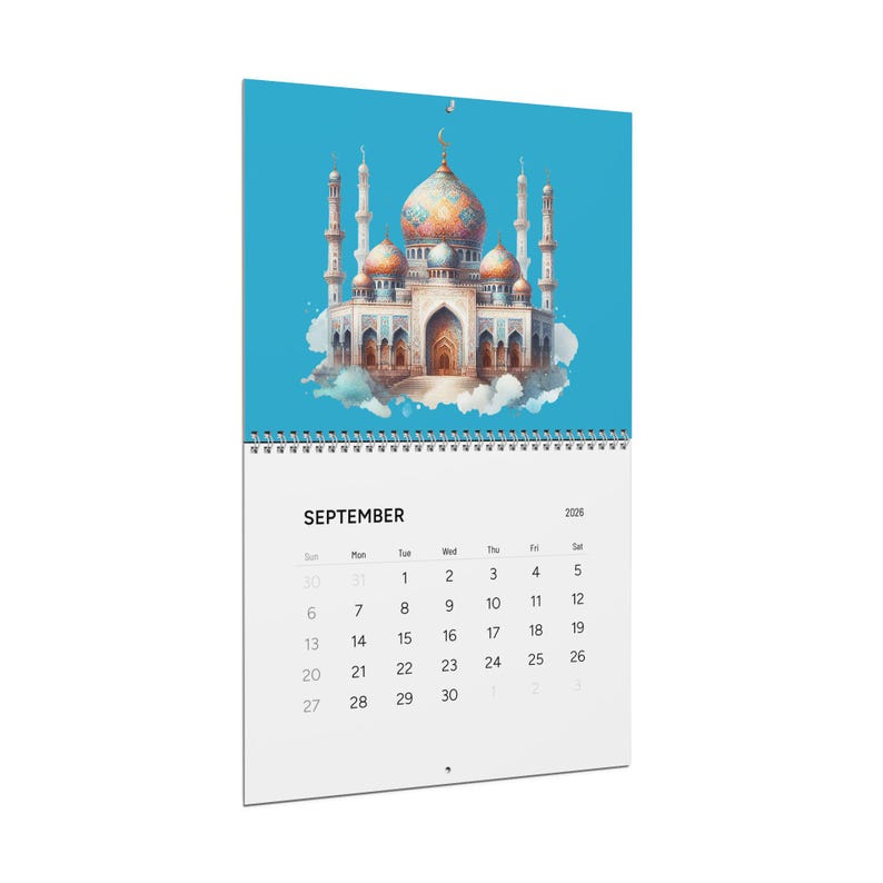 Islamic 2026 Wall Calendar, Watercolor Mosques Islamic Calendar ...