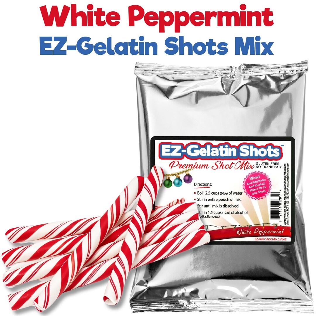 White Peppermint Jello Shot Mix 6.78 Oz - Easy to Make EZ Gelatin ...