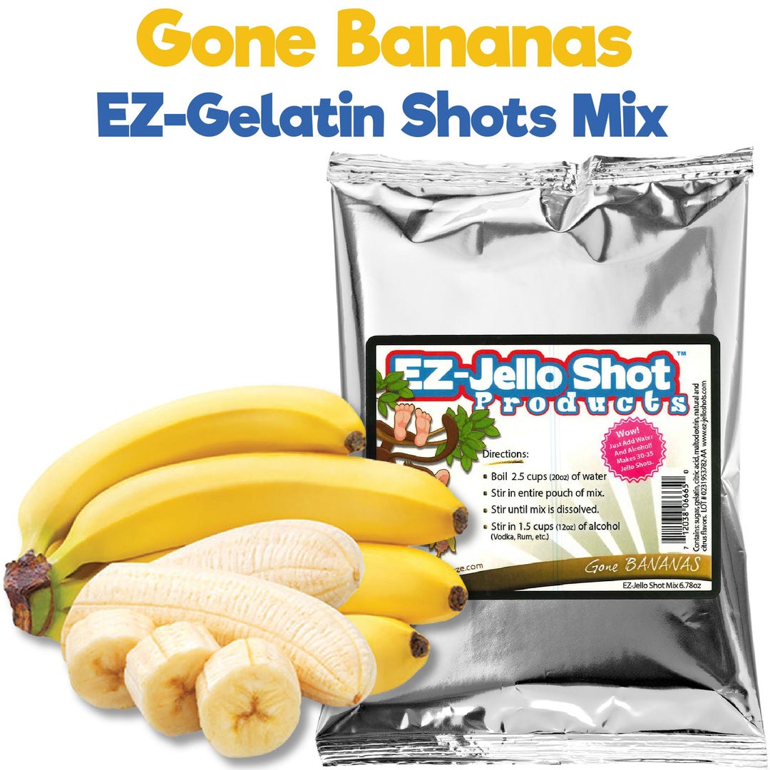 Gone Bananas Jello Shot Mix 6.78 Oz - Easy to Make EZ Gelatin Powder ...