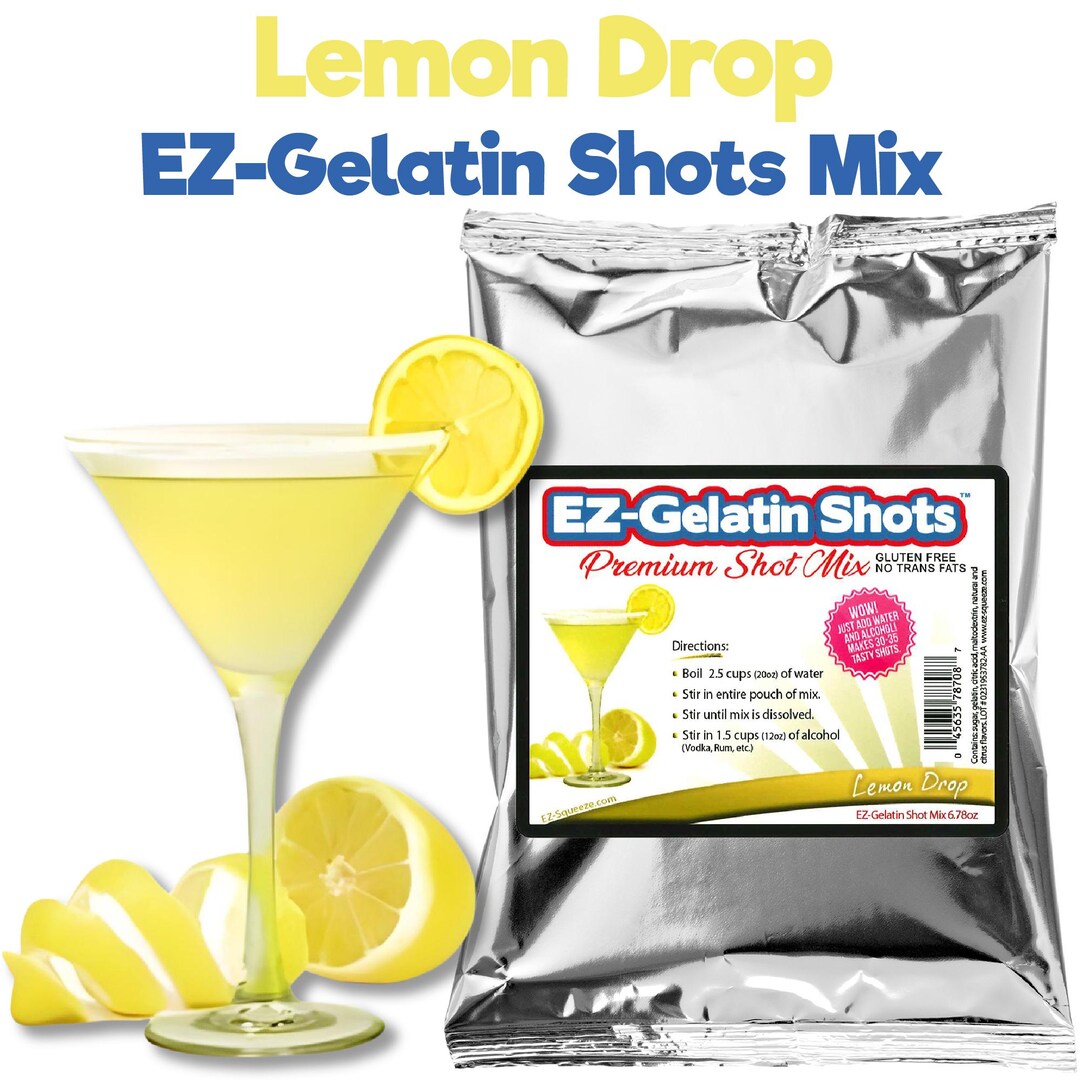 Lemon Drop Jello Shot Mix 6.78 Oz - Easy to Make EZ Gelatin Powder Mix ...