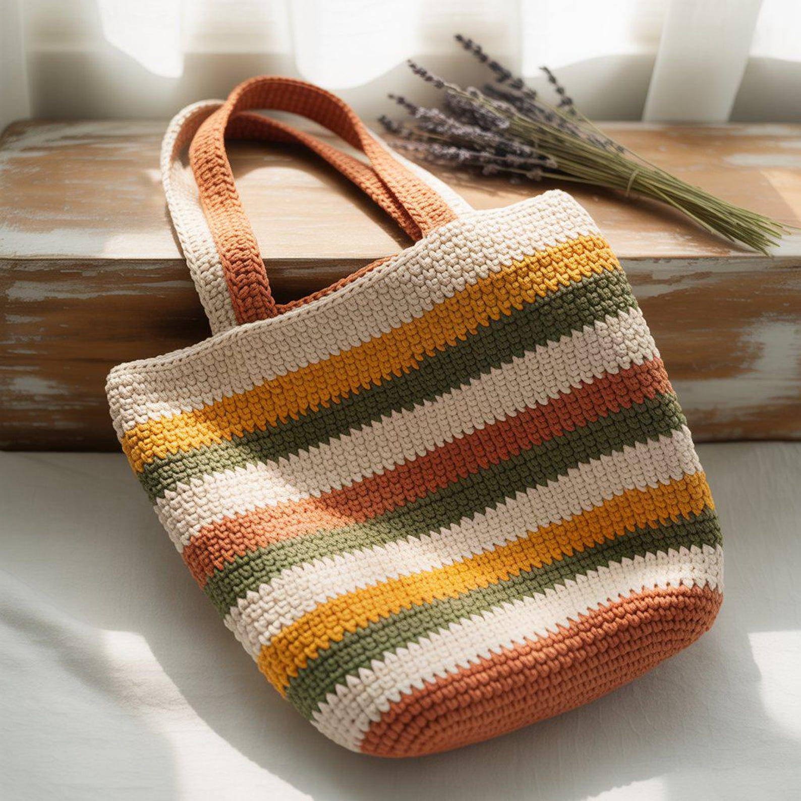 Striped Crochet Tote Bag Pattern: Beginner-friendly PDF (digital ...