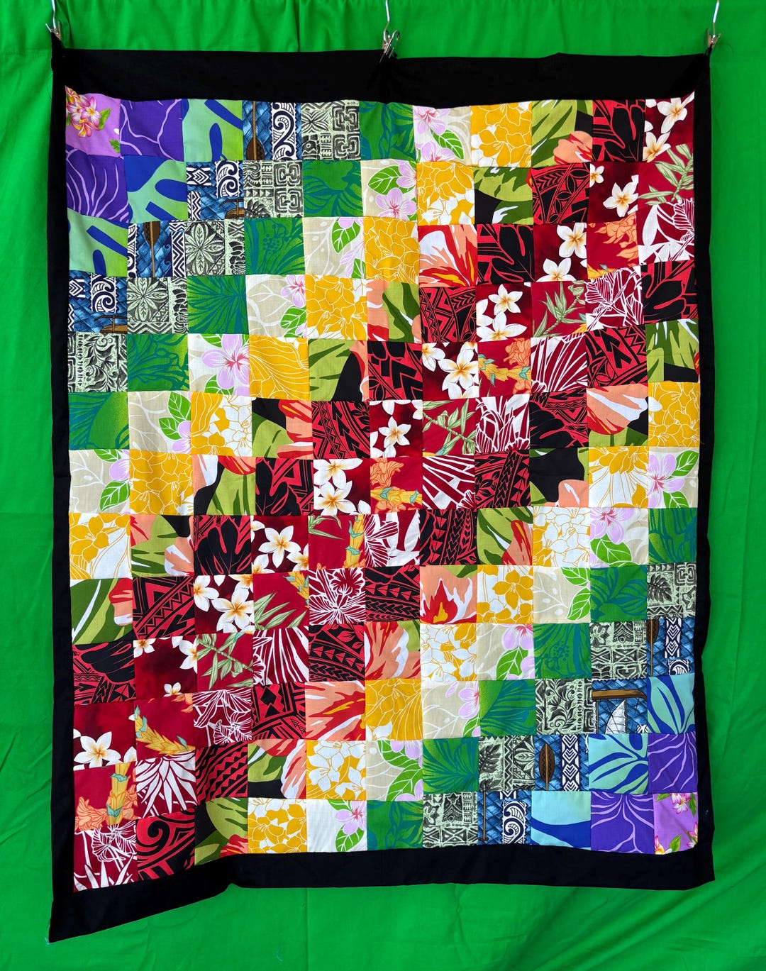 Hawaiian Print Patchwork Quilt | Lap Blanket | Baby Blanket | Rainbow ...