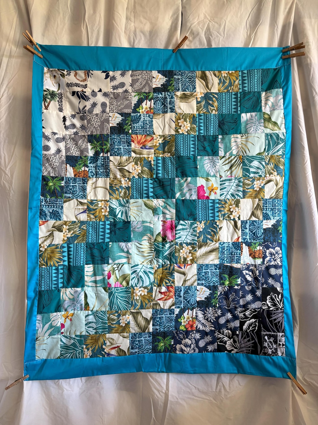 Hawaiian Print Patchwork Quilt | Lap Blanket | Baby Blanket | Mishap ...
